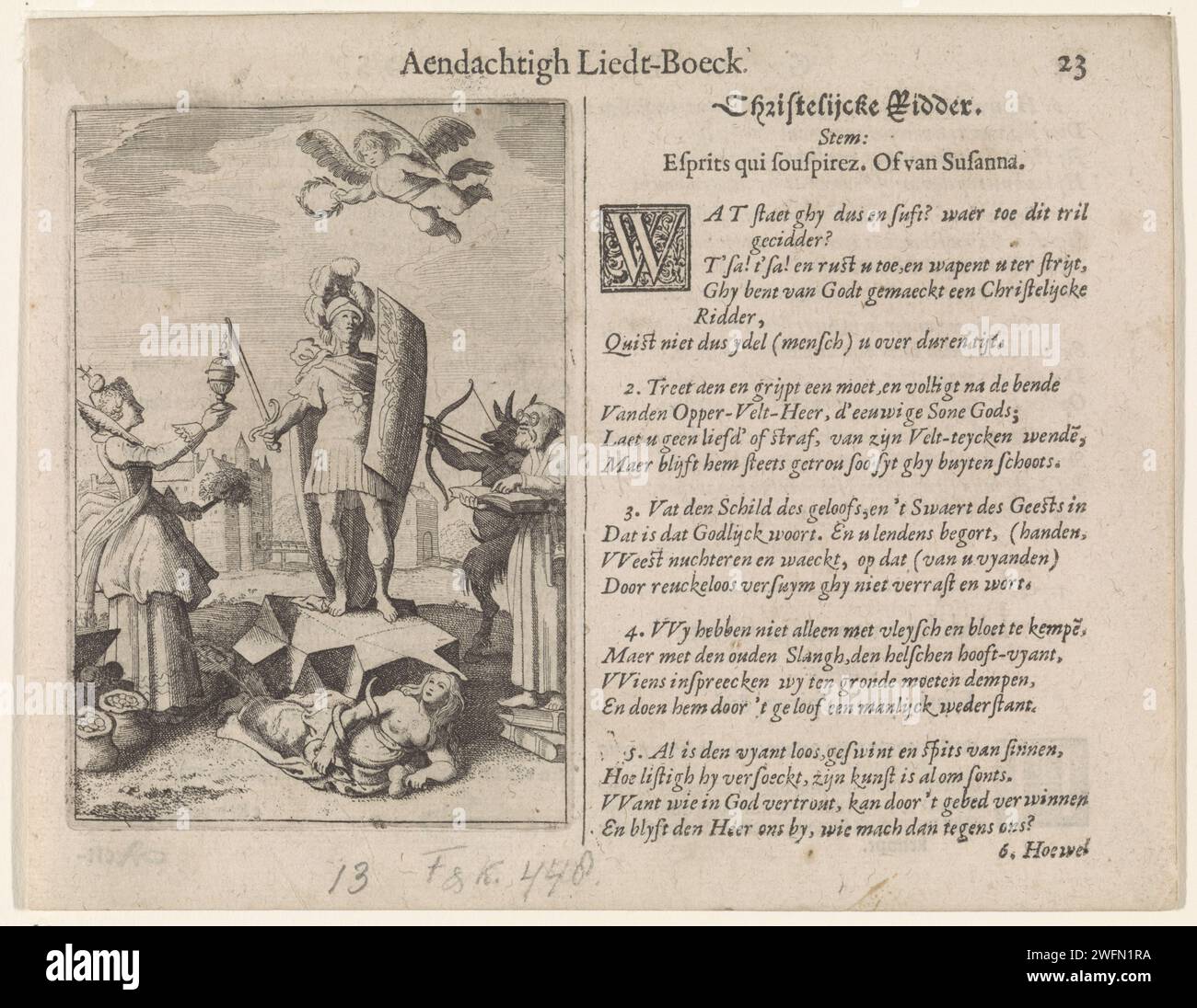 Knight surrounded by allegorical figures, Jan van de Velde (II), after ...