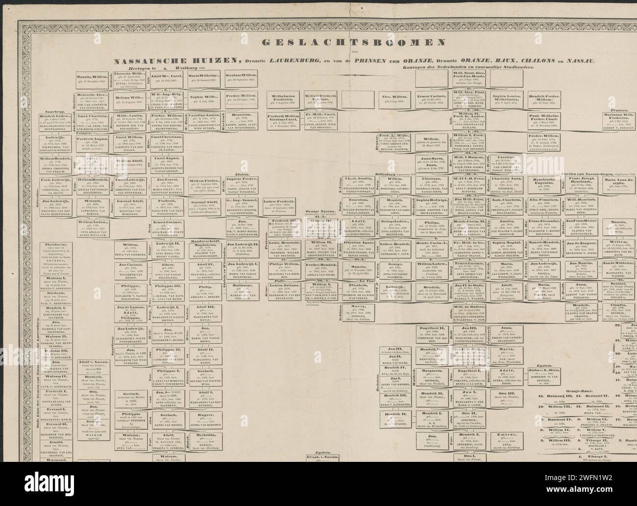 Family tree of the Nassau house and the princes of Oranje van de Huizen ...