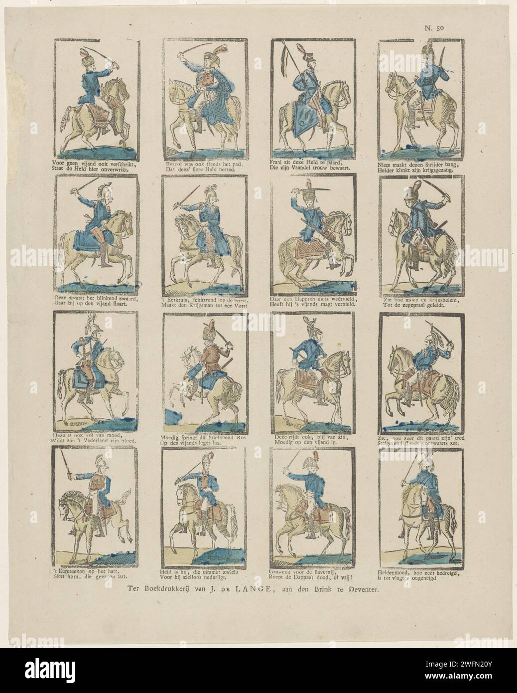 Soldiers on horseback, 1822 - 1849 print Leaf with 16 performances of ...