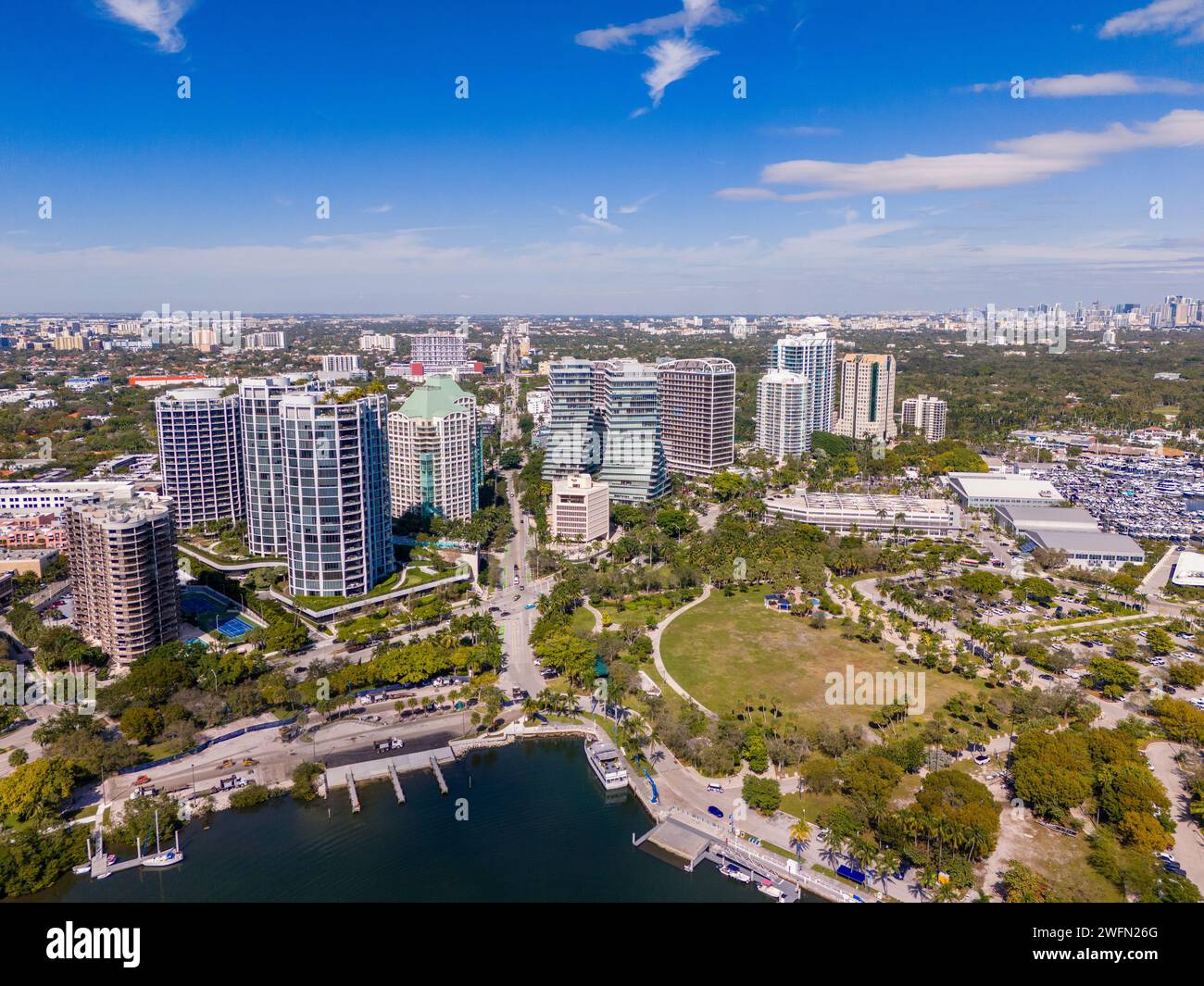 Aerial stock image Coconut Grove Miami print Stock Photo - Alamy