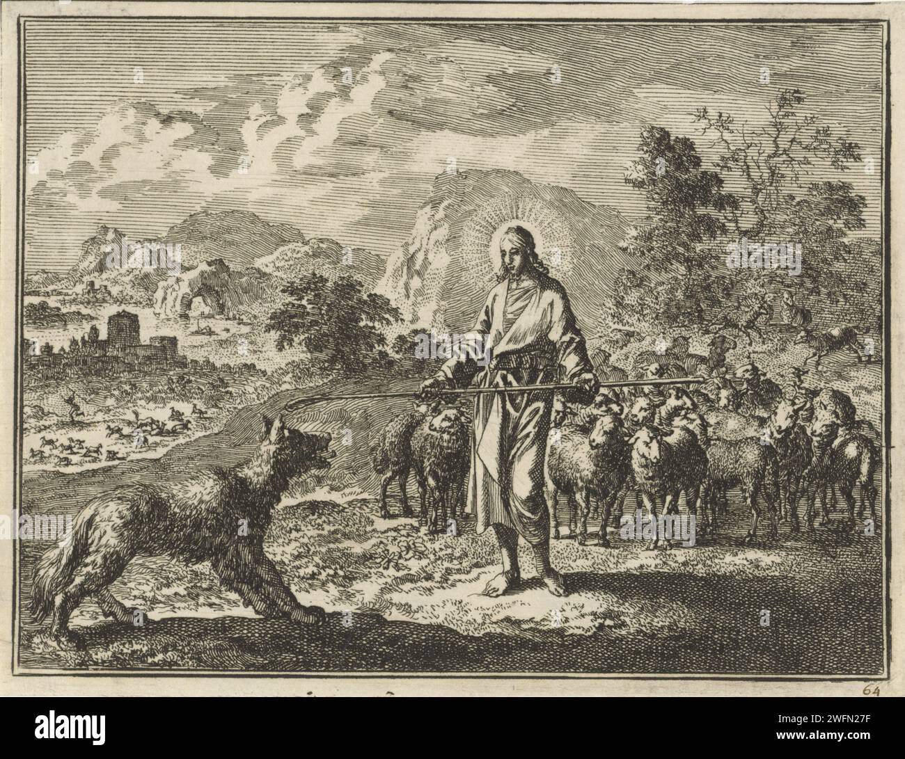 Christ as the Good Shepherd, Jan Luyken, 1712 print Amsterdam paper ...