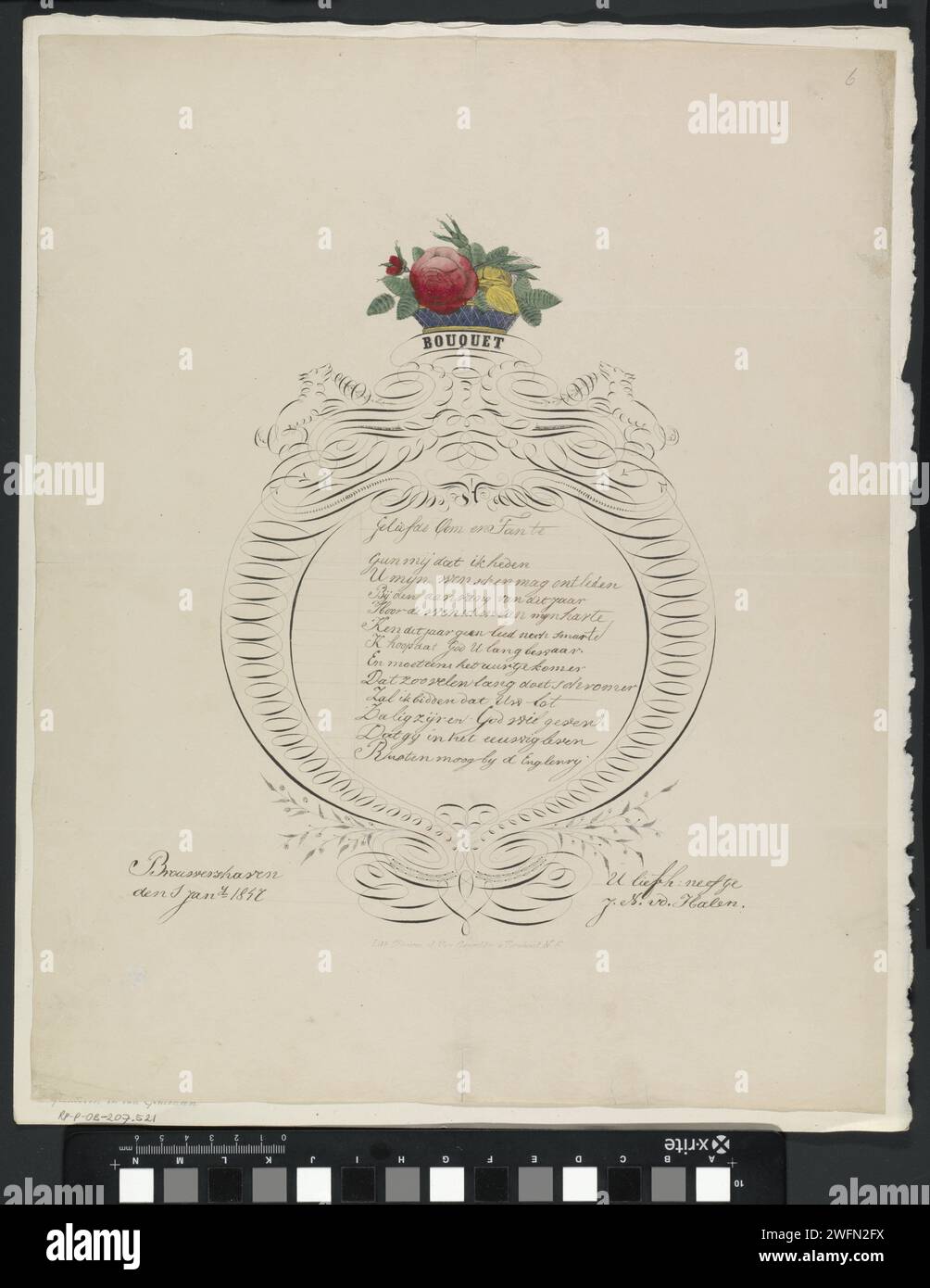 Wish letter with decorative framework, 1847 print Wish letter with ...