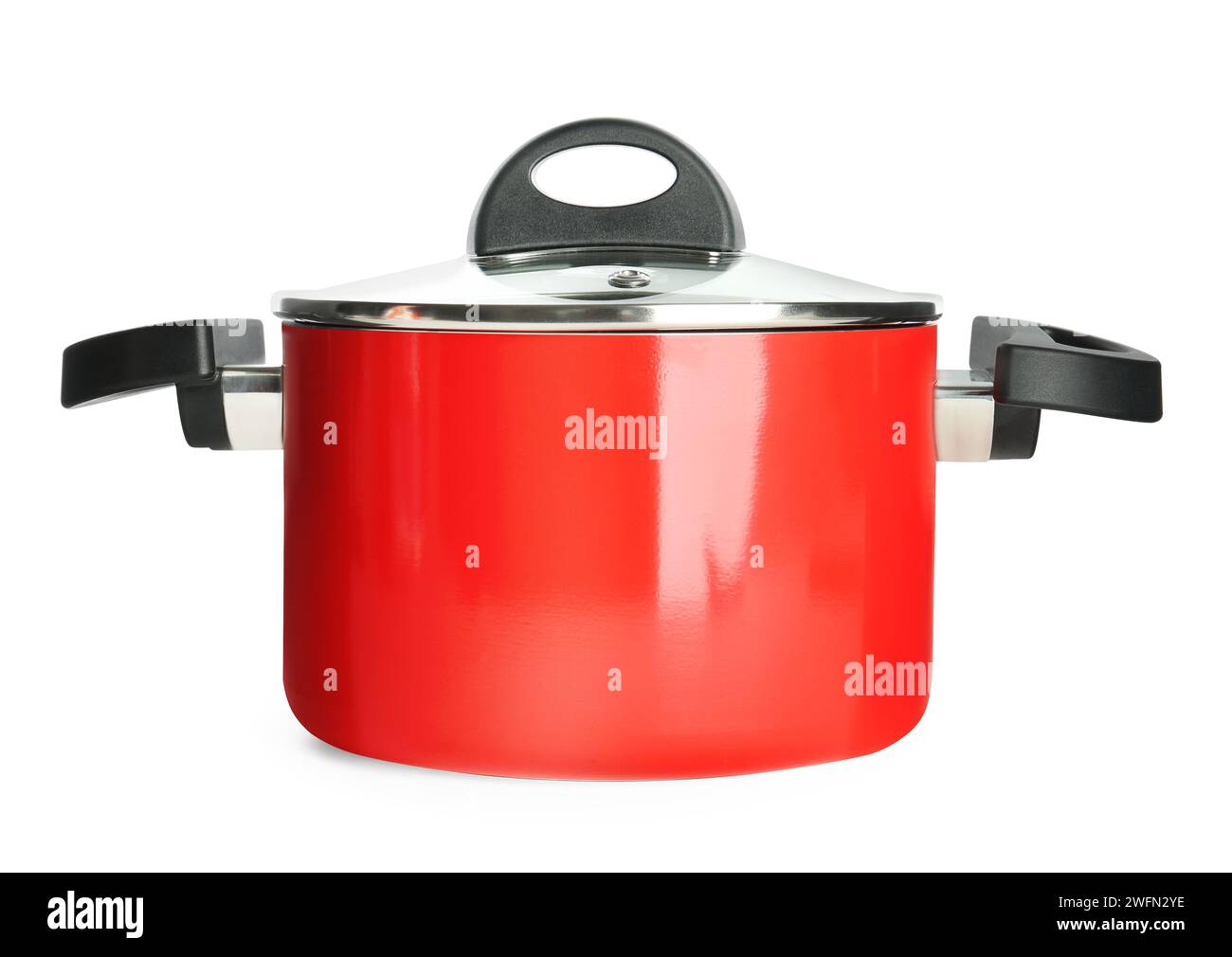 New red cooking pot isolated on white. Kitchen utensil Stock Photo - Alamy