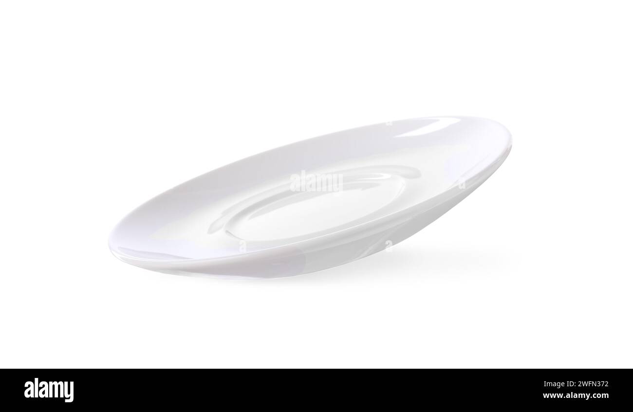 One clean ceramic saucer isolated on white Stock Photo - Alamy