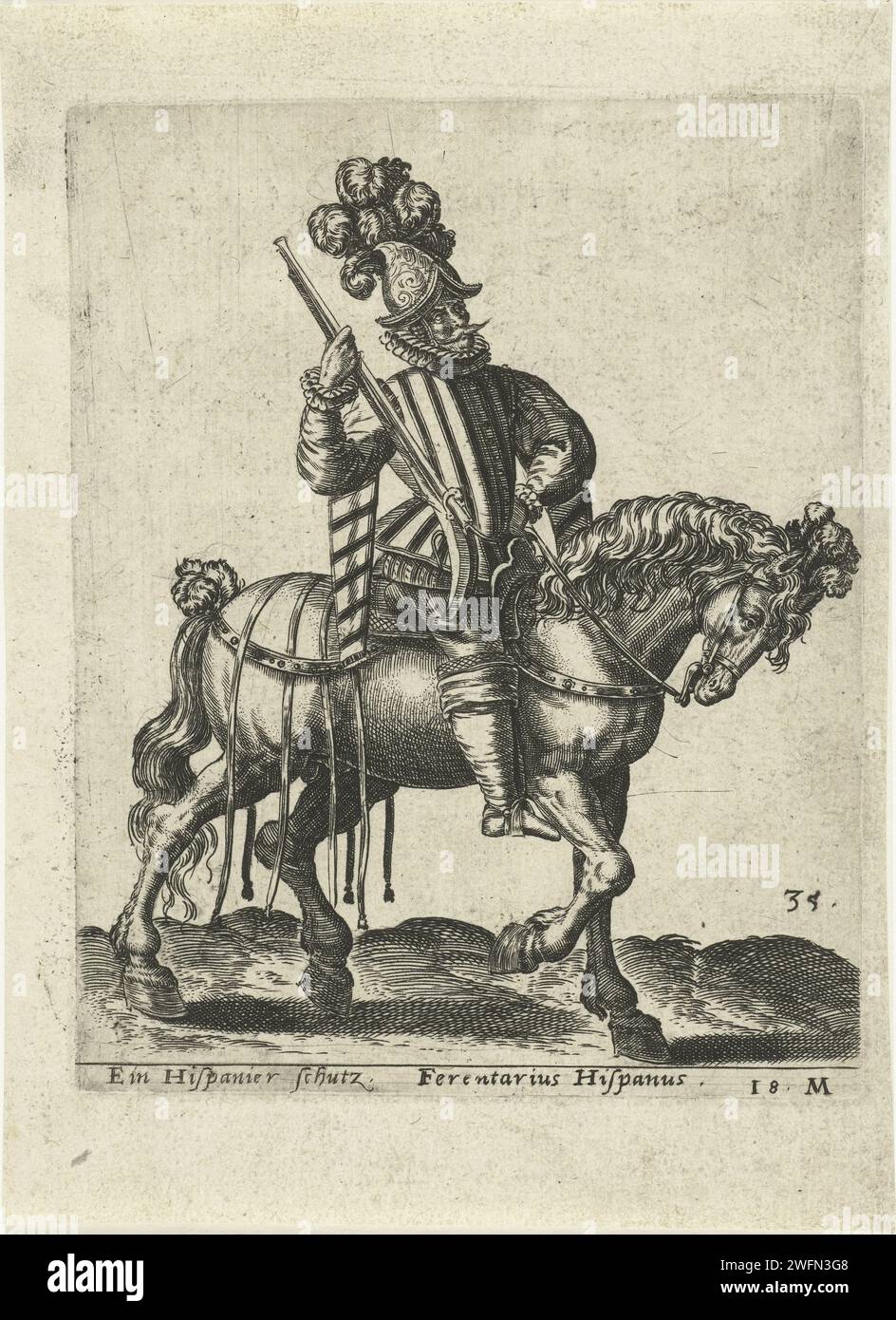 Spanish rider with rifle, Abraham de Bruyn (attributed to), 1577 Horse ...