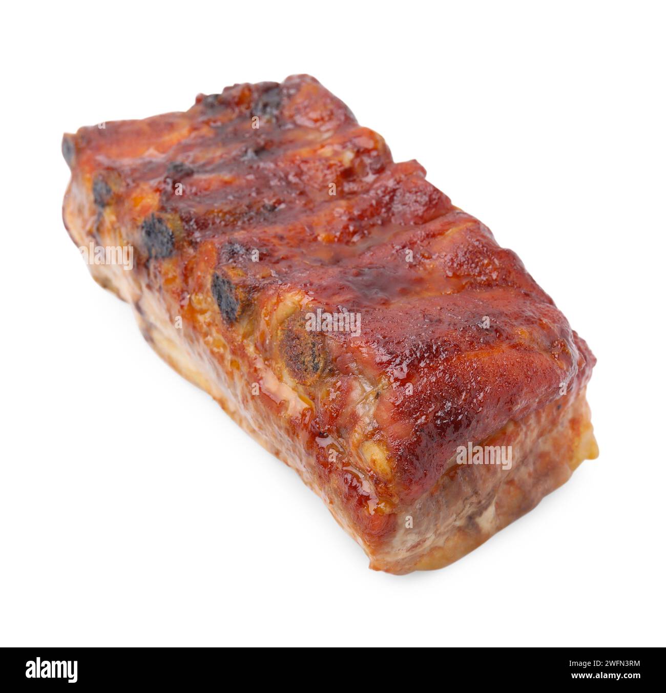 Tasty roasted pork ribs isolated on white Stock Photo - Alamy