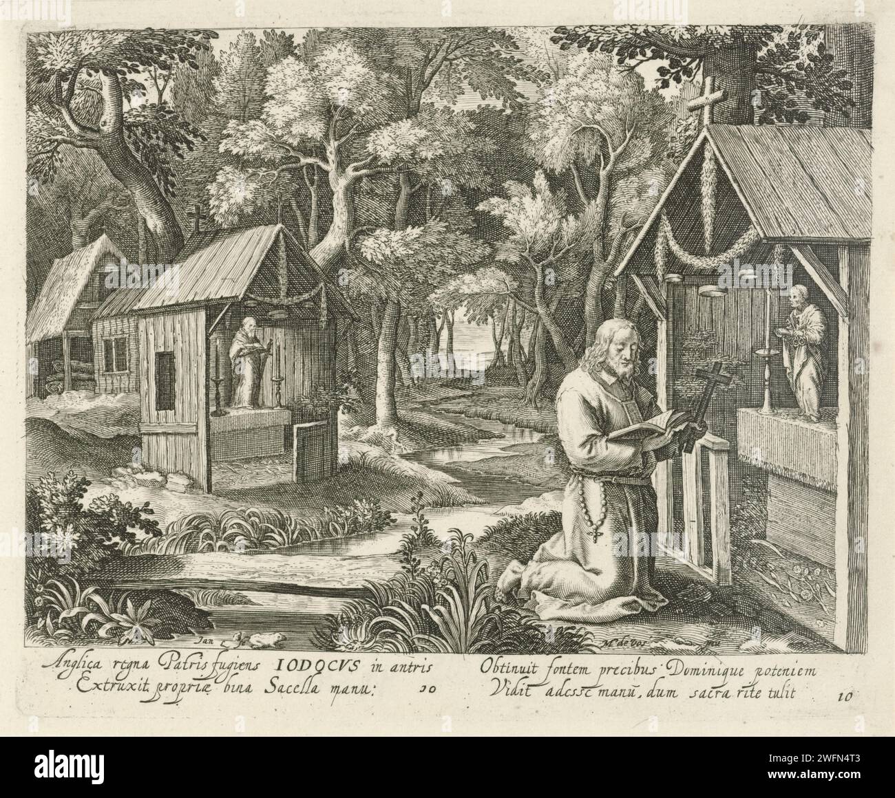 H. Jodocus as a recluse, Jan van Londerseel, After Maerten de Vos, 1580 ...