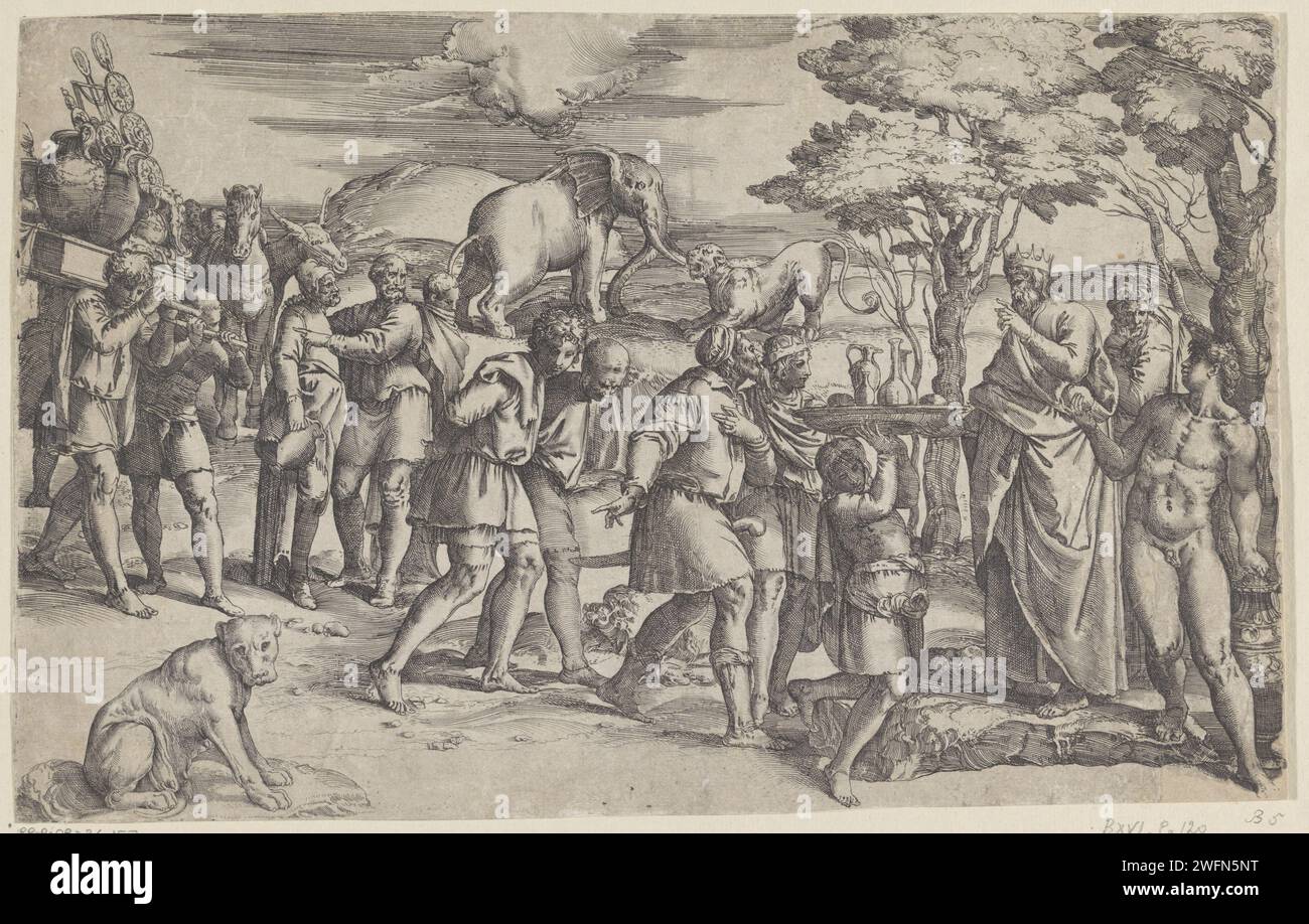Abrahams encounter with Melchisedek, Battista Franco, 1520 - 1561 print ...