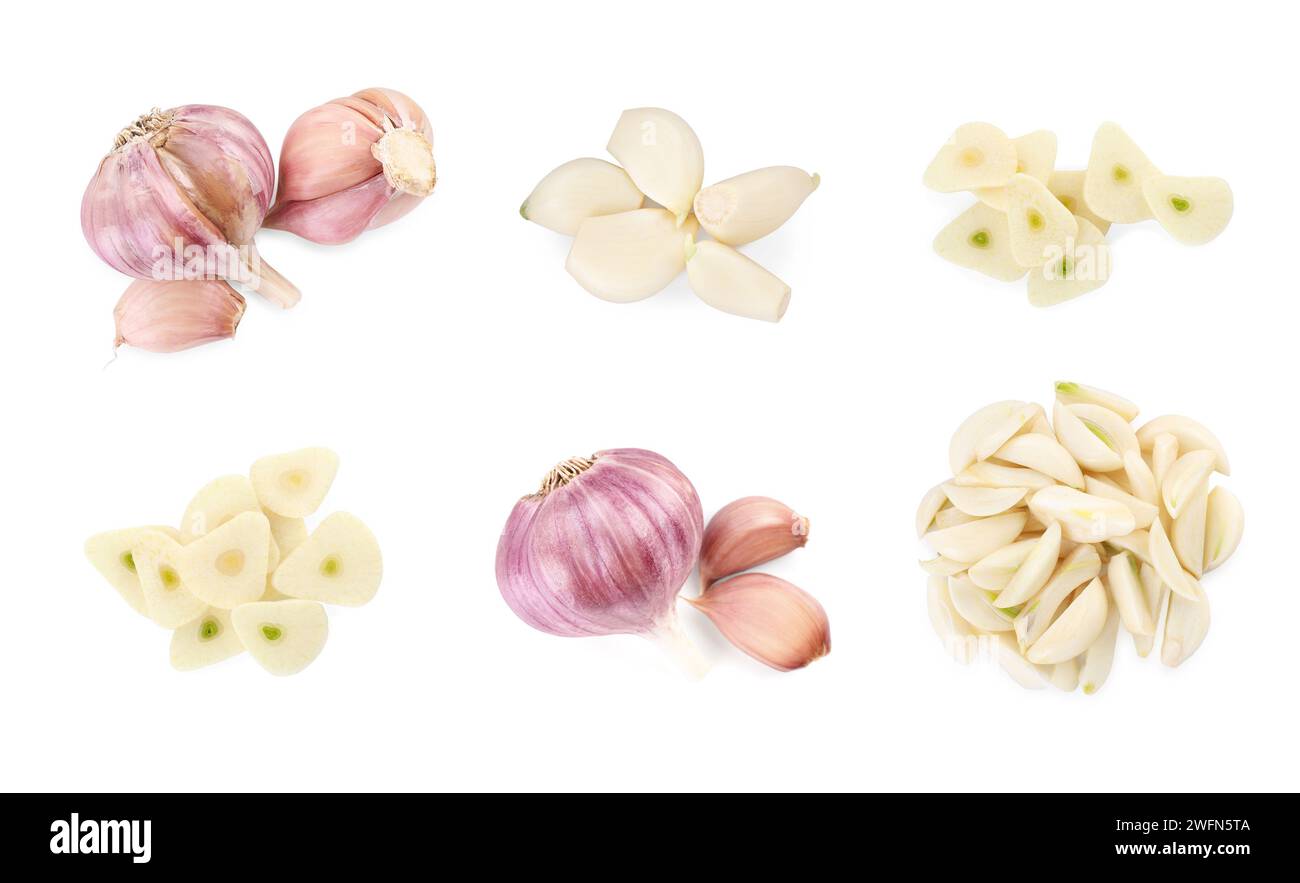White garlic head heap top view hi-res stock photography and images - Alamy