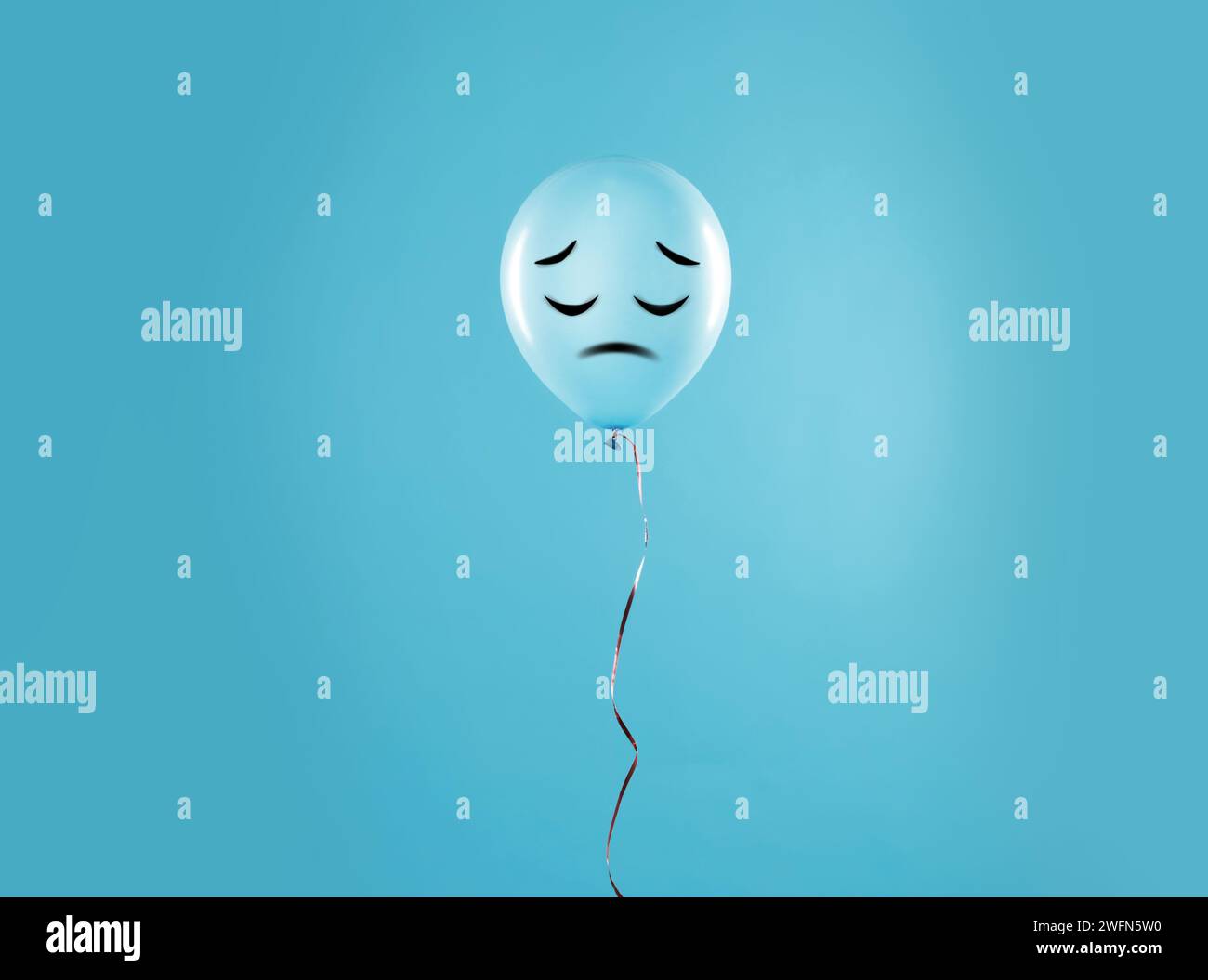 Light blue balloon with sad face on light blue background Stock Photo ...