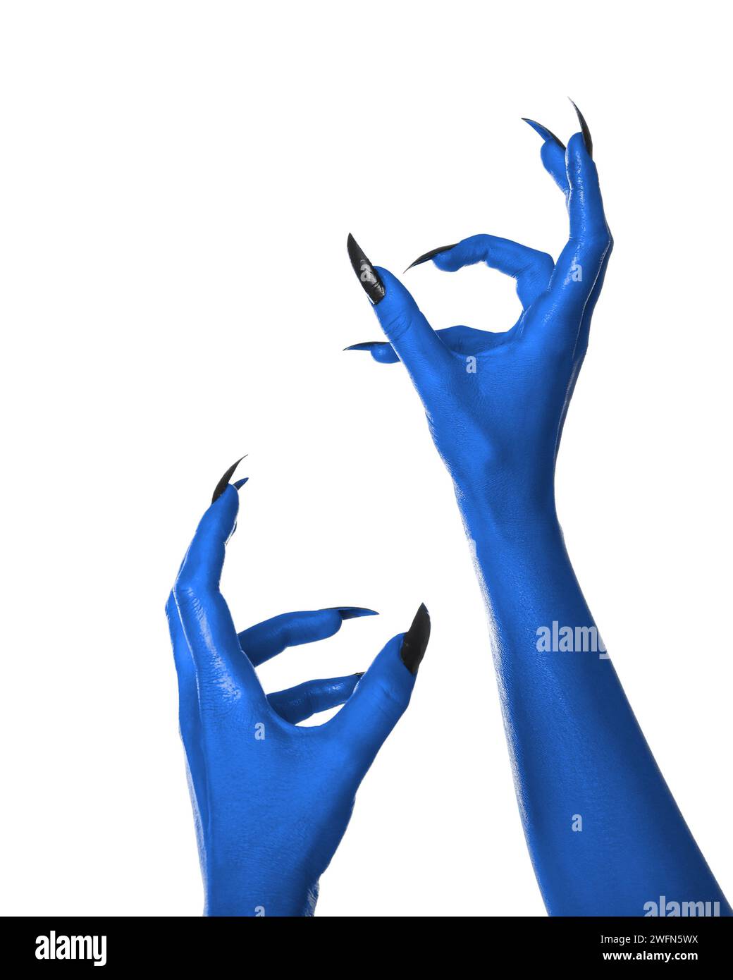 Creepy monster. Blue hands with claws isolated on white Stock Photo - Alamy