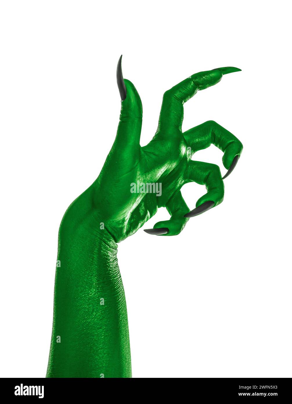 Creepy monster. Green hand with claws isolated on white Stock Photo - Alamy