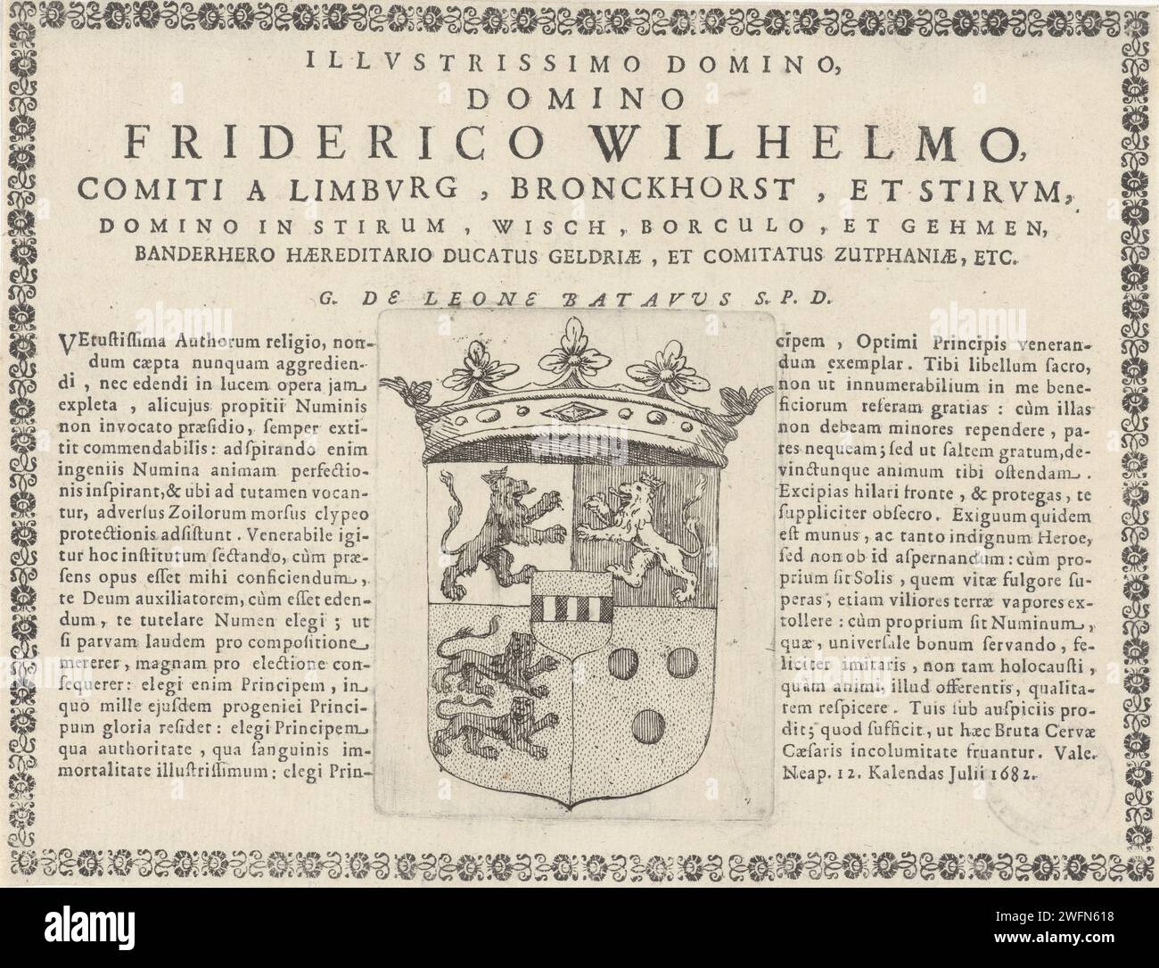 Coat of arms of Frederik Willem, Count of Limburg and Bronckhorst ...