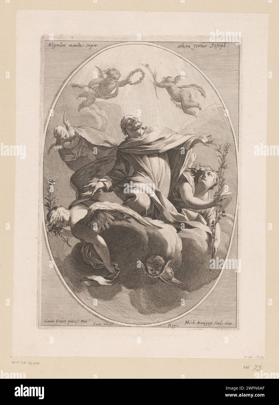Jozefs dood, Michel Dorigny, after Simon Vouet, 1640 print print maker: Franceafter painting by ...