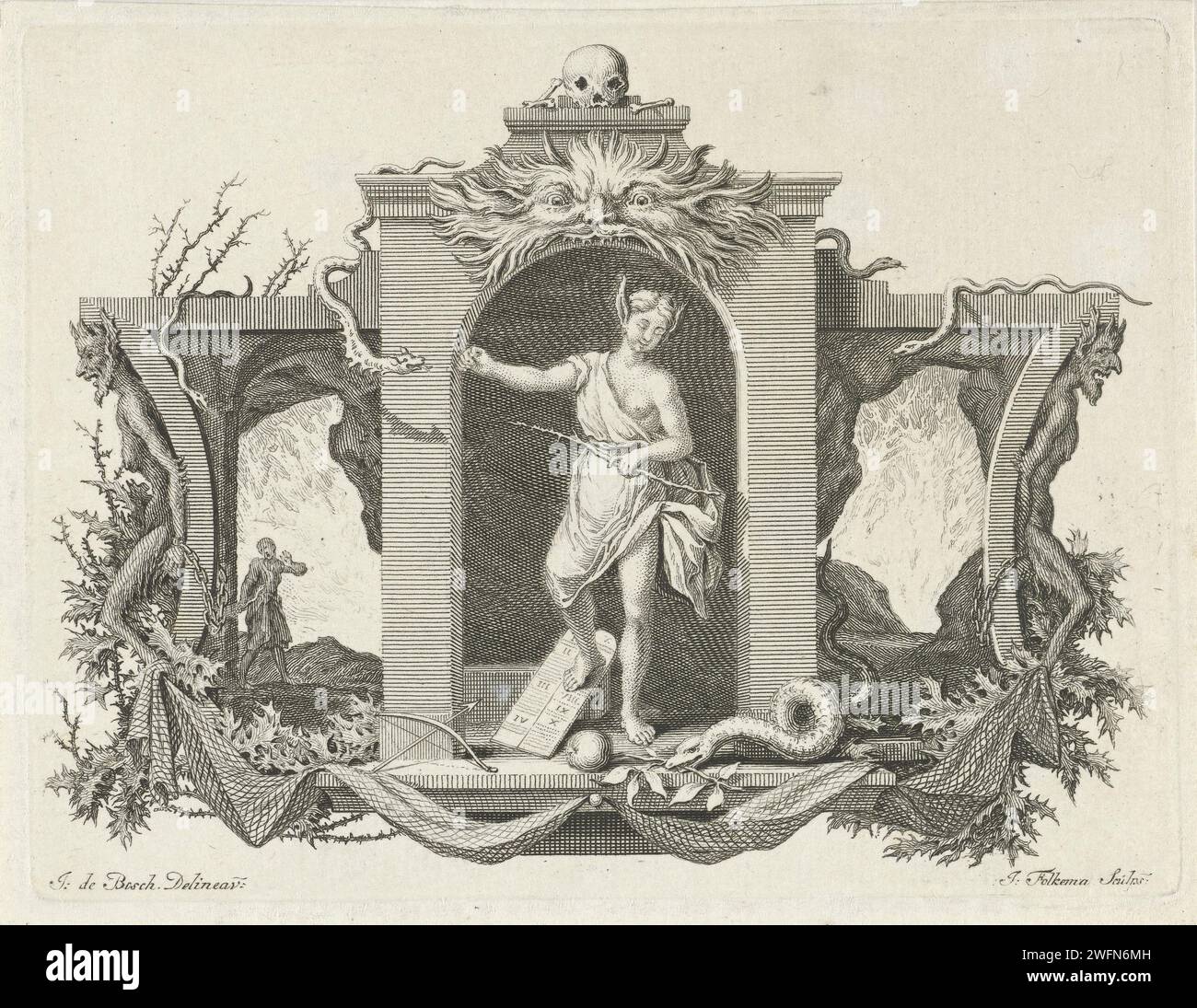 Vignette with the personification of vice, Jacob Folkema, after ...