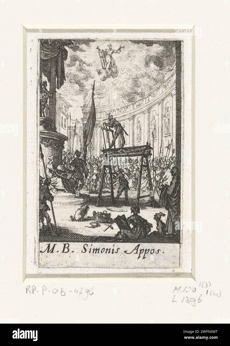 The martyrdom of Simon, Jacques Callot, 1632 - 1634 print Simon is sawn ...