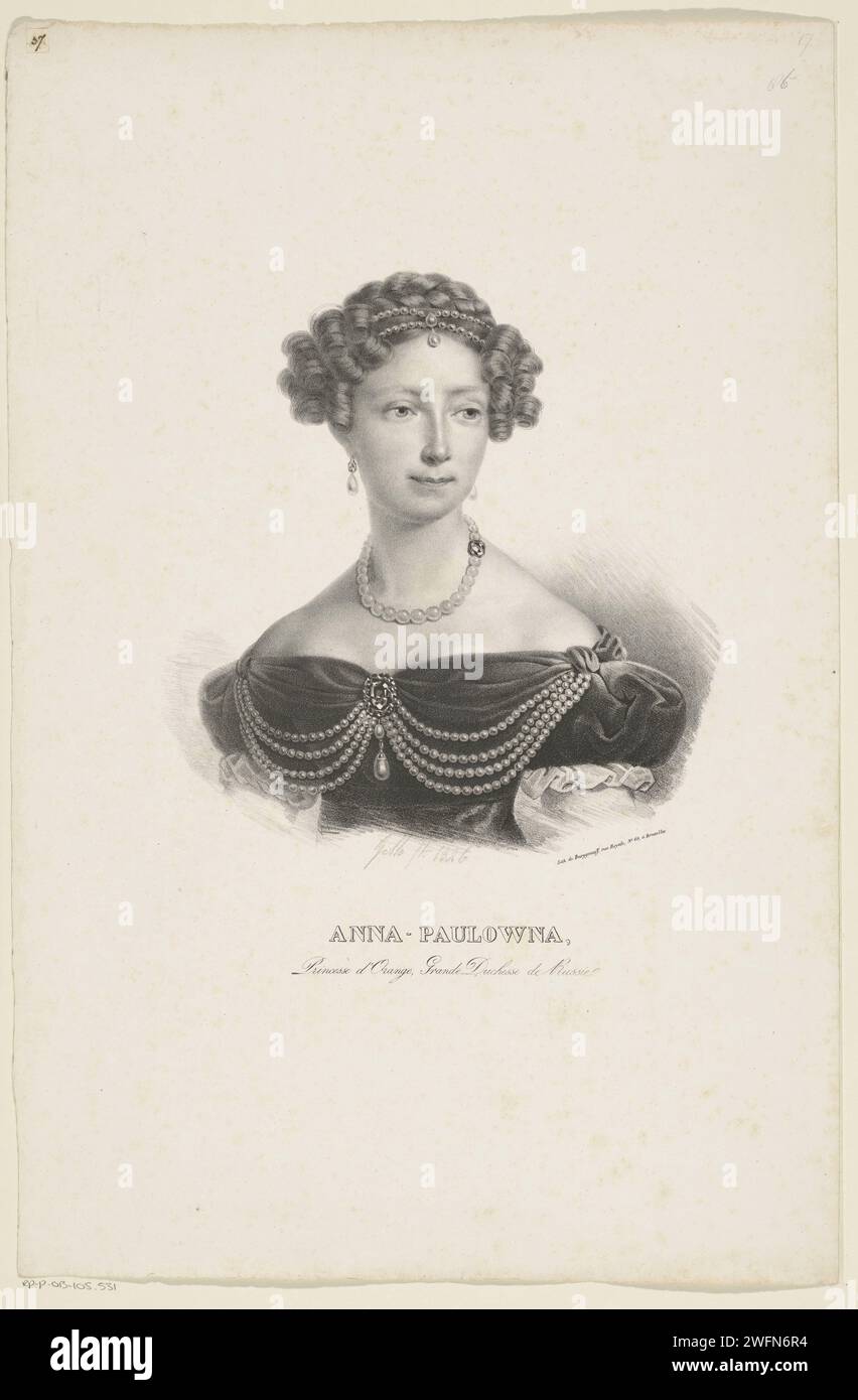 Portret van Anna Paulowna Romanowa, 1826 print Portrait of Anna ...