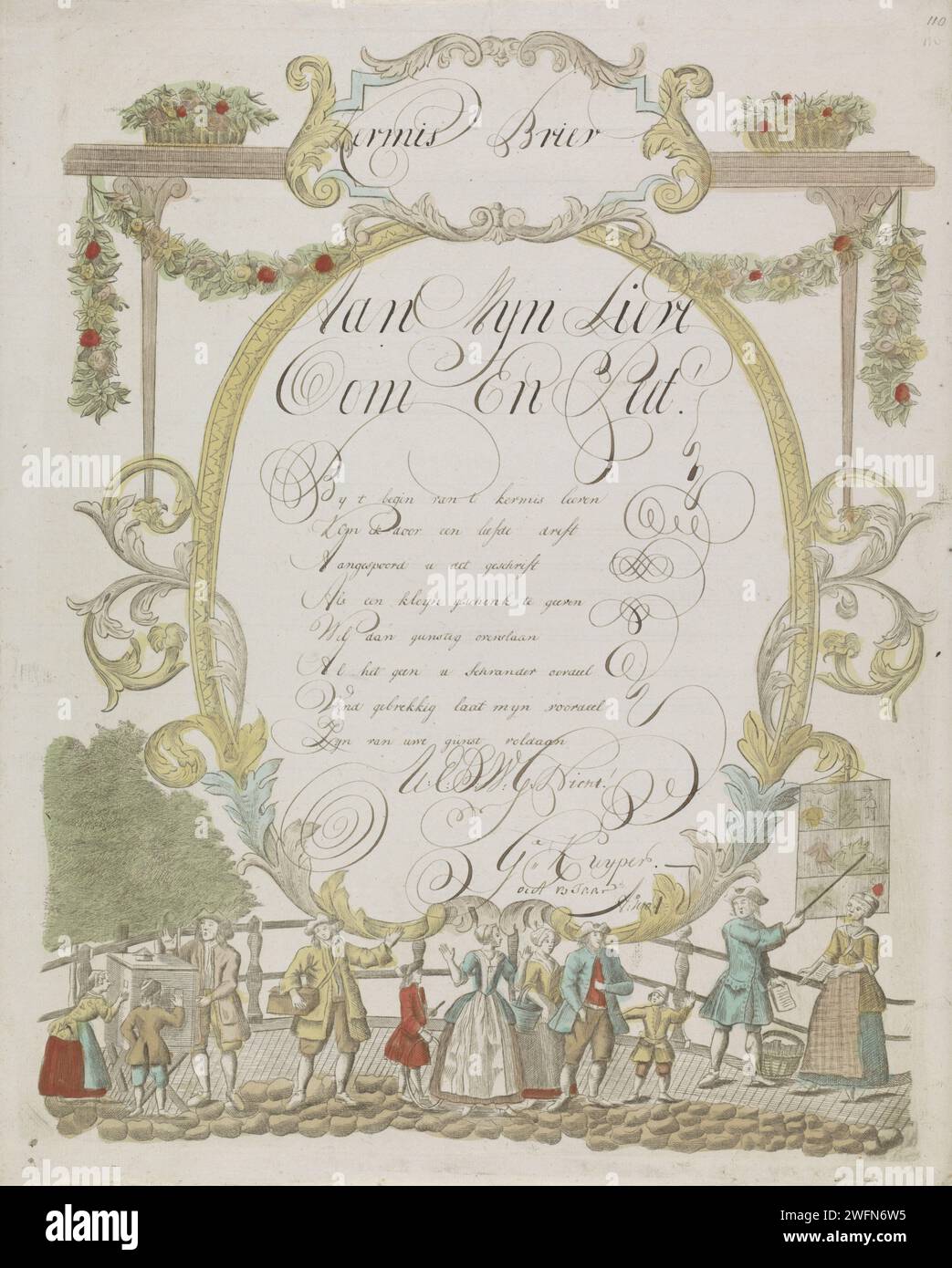 Wish letter with activities on the street, 1804 print Wish letter with ...
