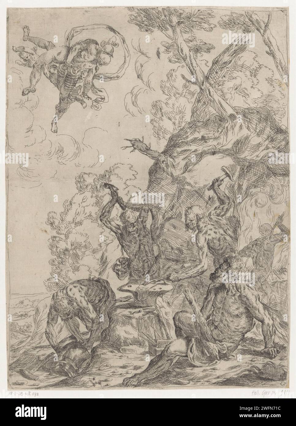 The Smidse Van Vulcan, Pietro Pietro, 1628 - 1659 print Landscape with ...