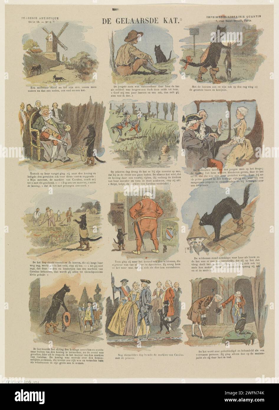 The booted cat, 1900 print Leaf with 12 performances from the fairy ...