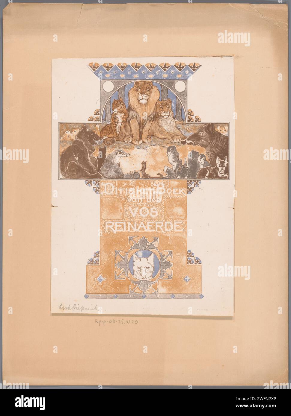 Design for title page for: Stijn Streuvels, Reinaert de Vos, 1910 ...