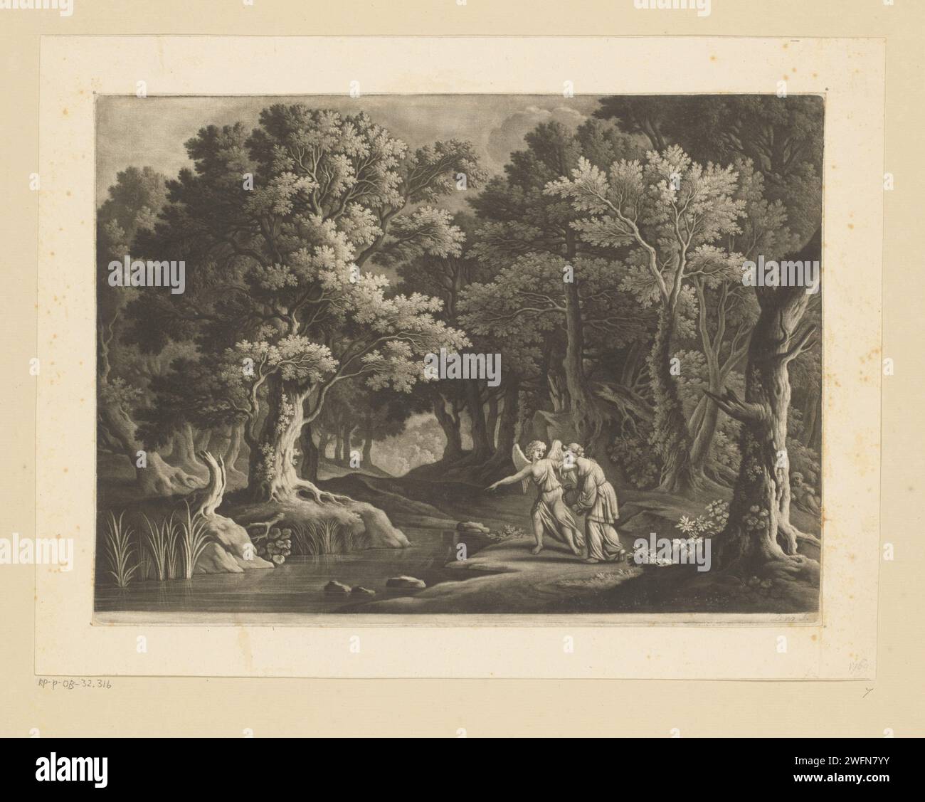 An angel points Hagar to a source, Bernard Lens (II), 1669 - 1725 print ...
