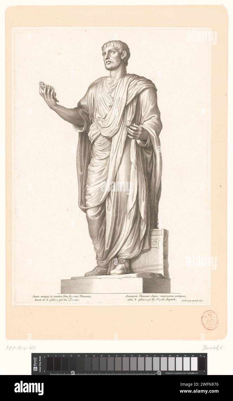 Antique statue of a Roman Senator, Etienne Baudet, 1677 print France ...