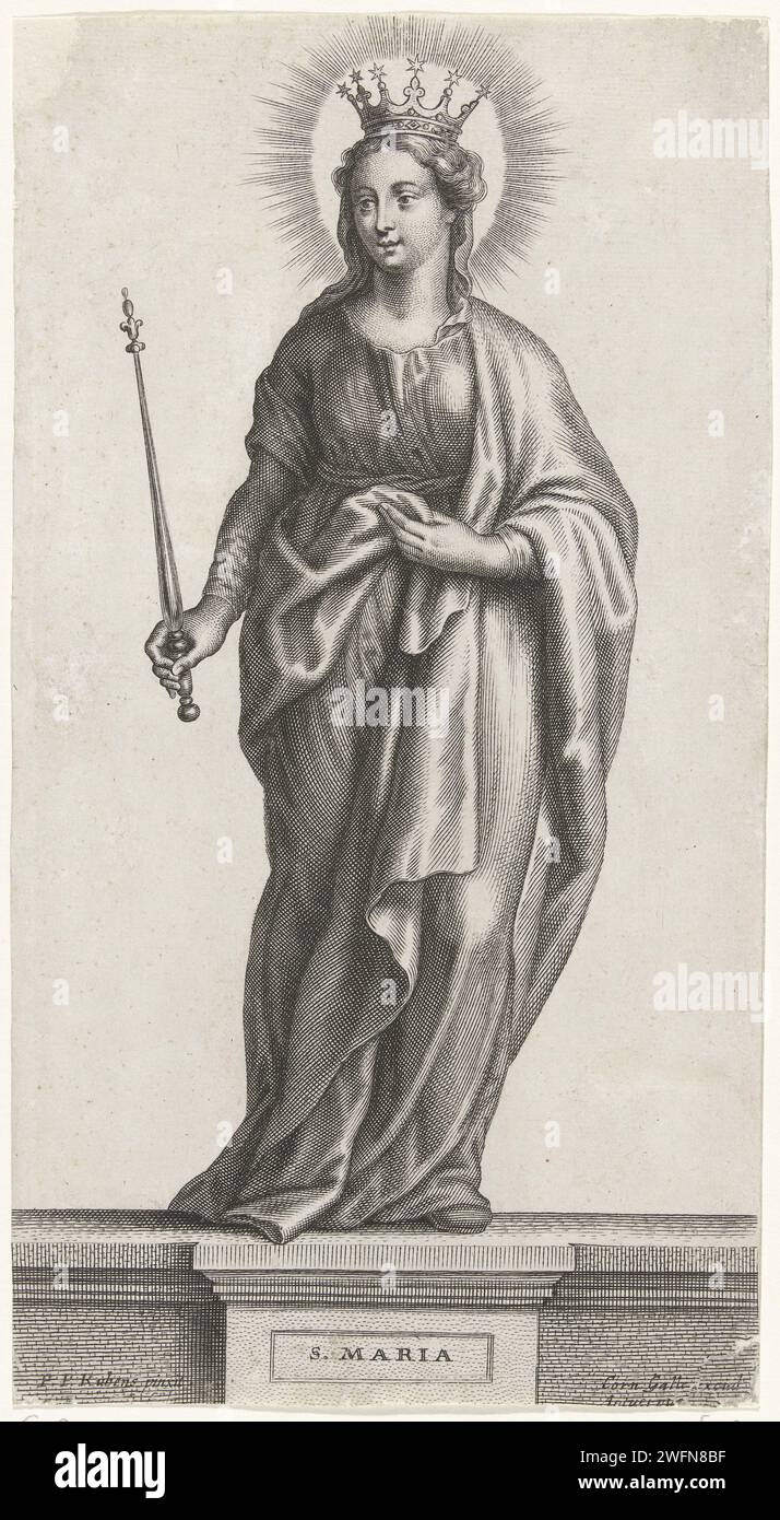 Crowned Maria, 1610 - 1650 print Standing Maria with scepter and crown ...
