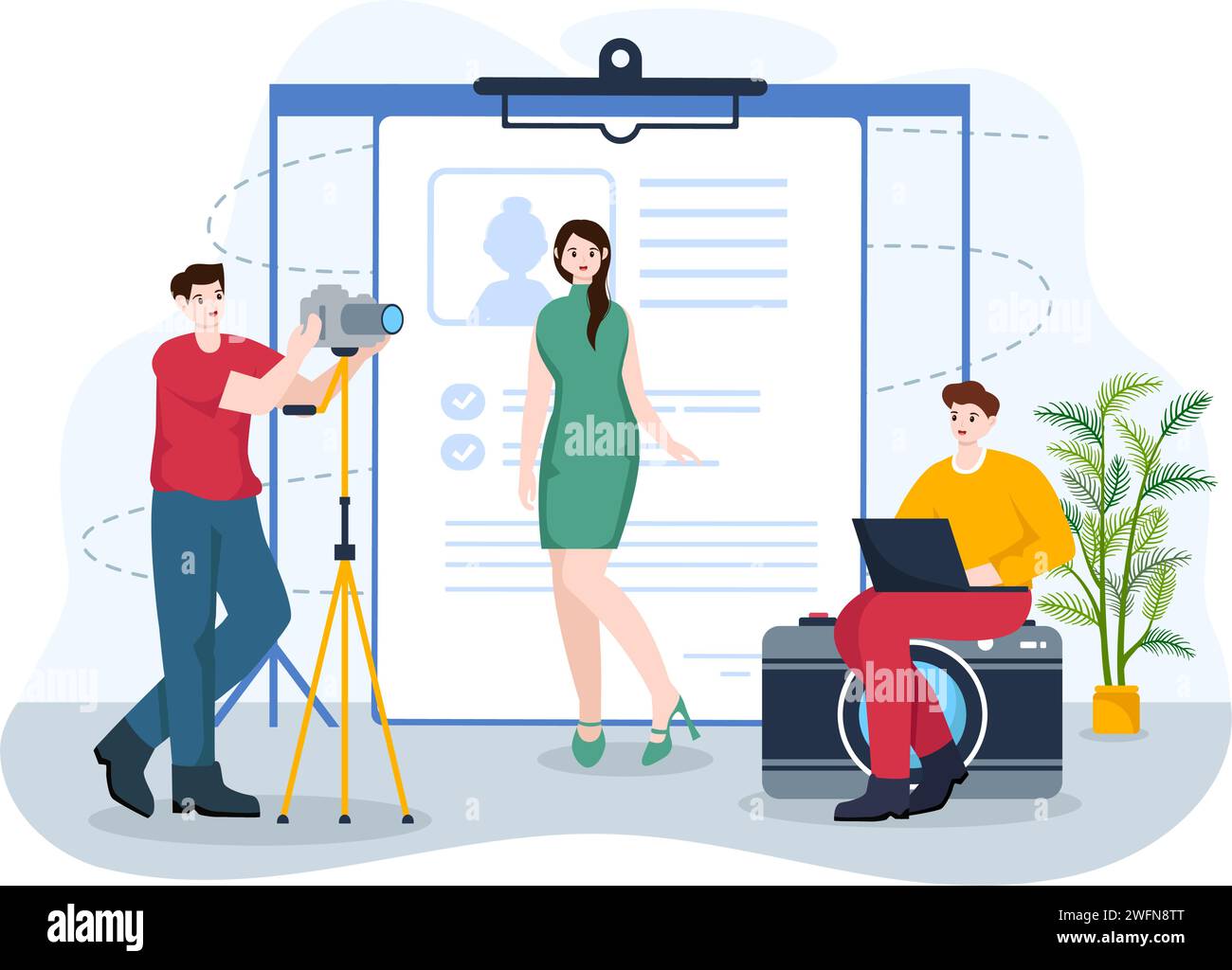 Model Portfolio Vector Illustration with Modeling Agency Manager and ...