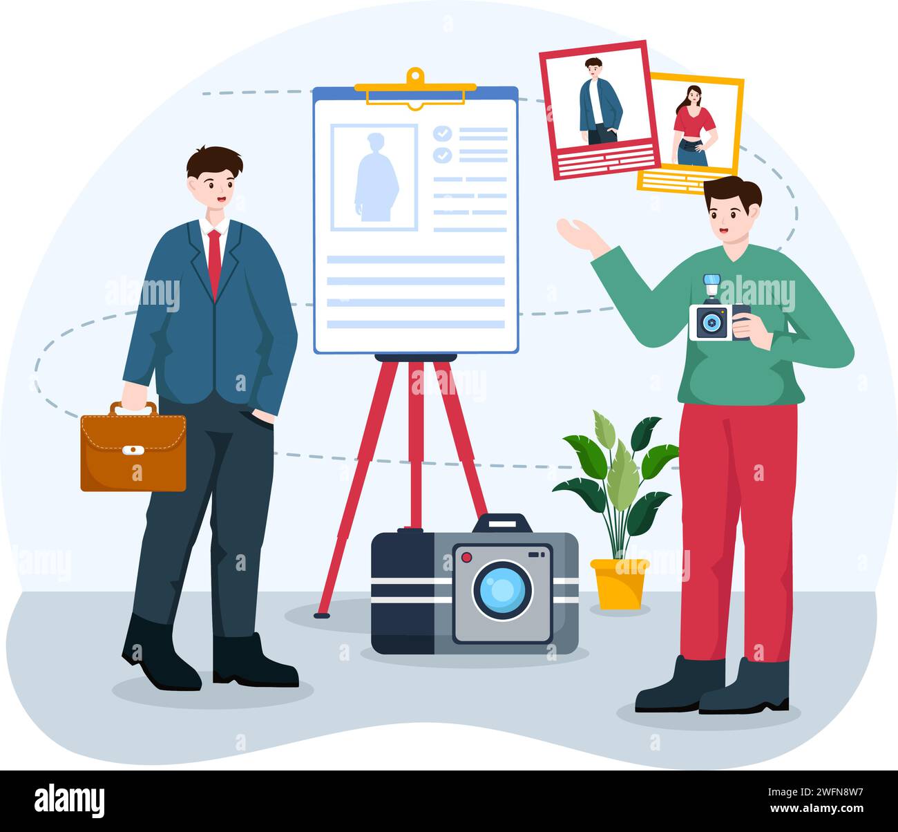 Model Portfolio Vector Illustration with Modeling Agency Manager and ...
