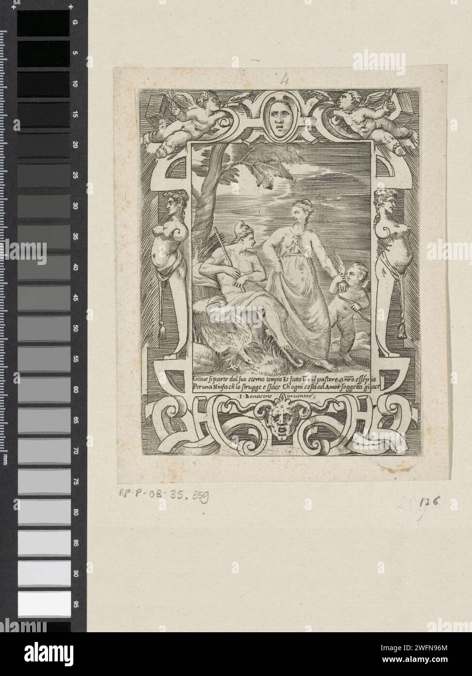 Jupiter as Herder and Mnemosyne, Giulio Bonasone, 1501 - 1580 print ...