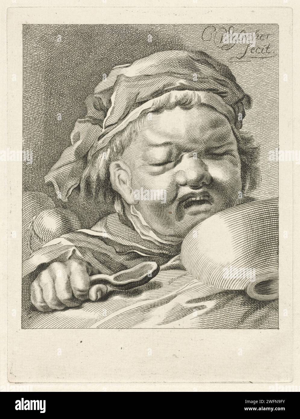 Crying child with NAP, Pieter de Mare, after Cornelis Visscher (II ...