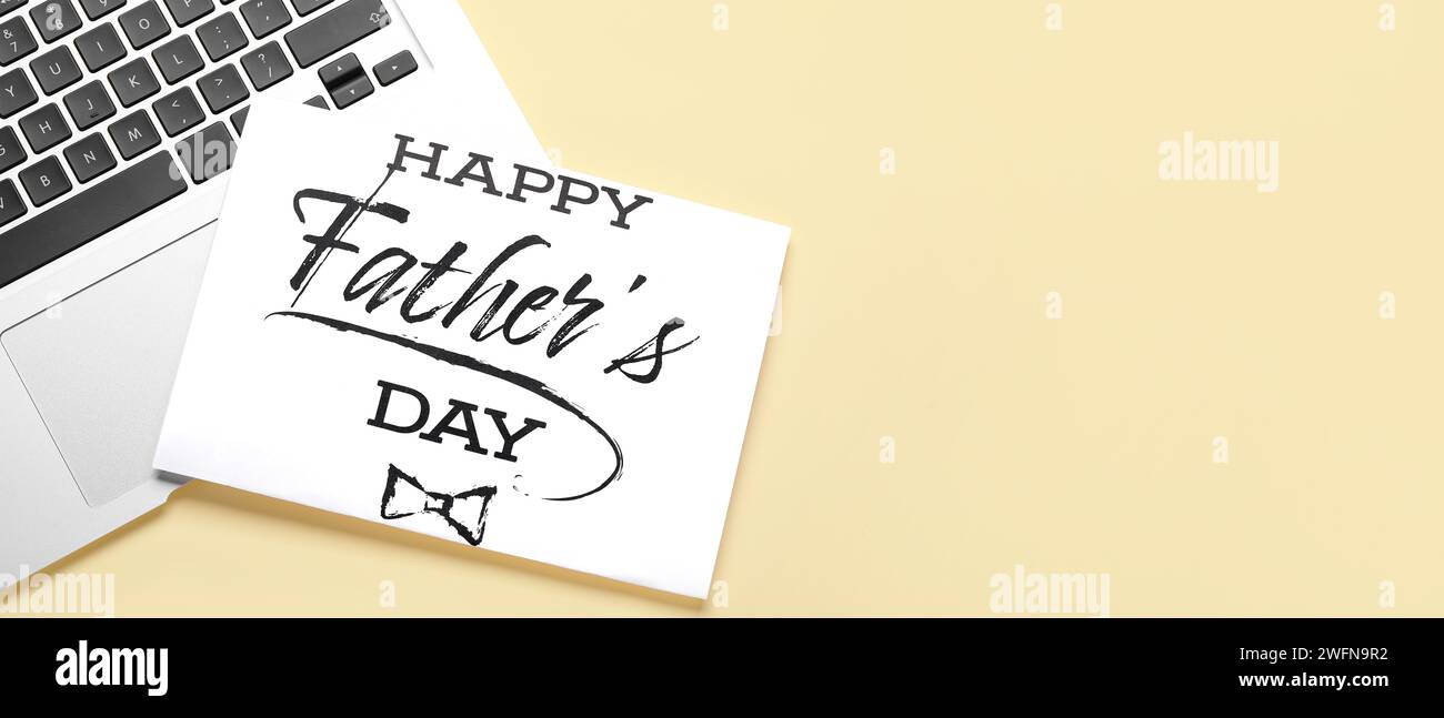 Greeting card for Happy Father's Day with laptop Stock Photo - Alamy