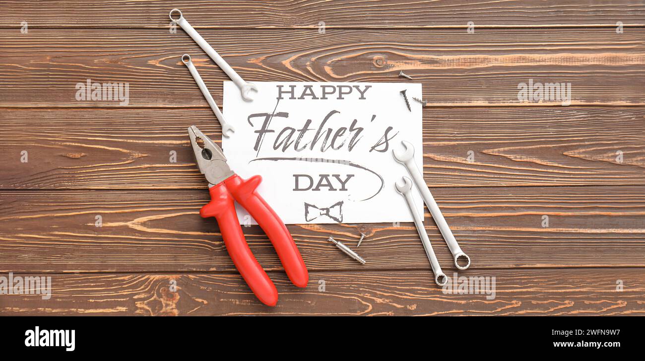 Greeting card for Happy Father's Day with tools Stock Photo - Alamy