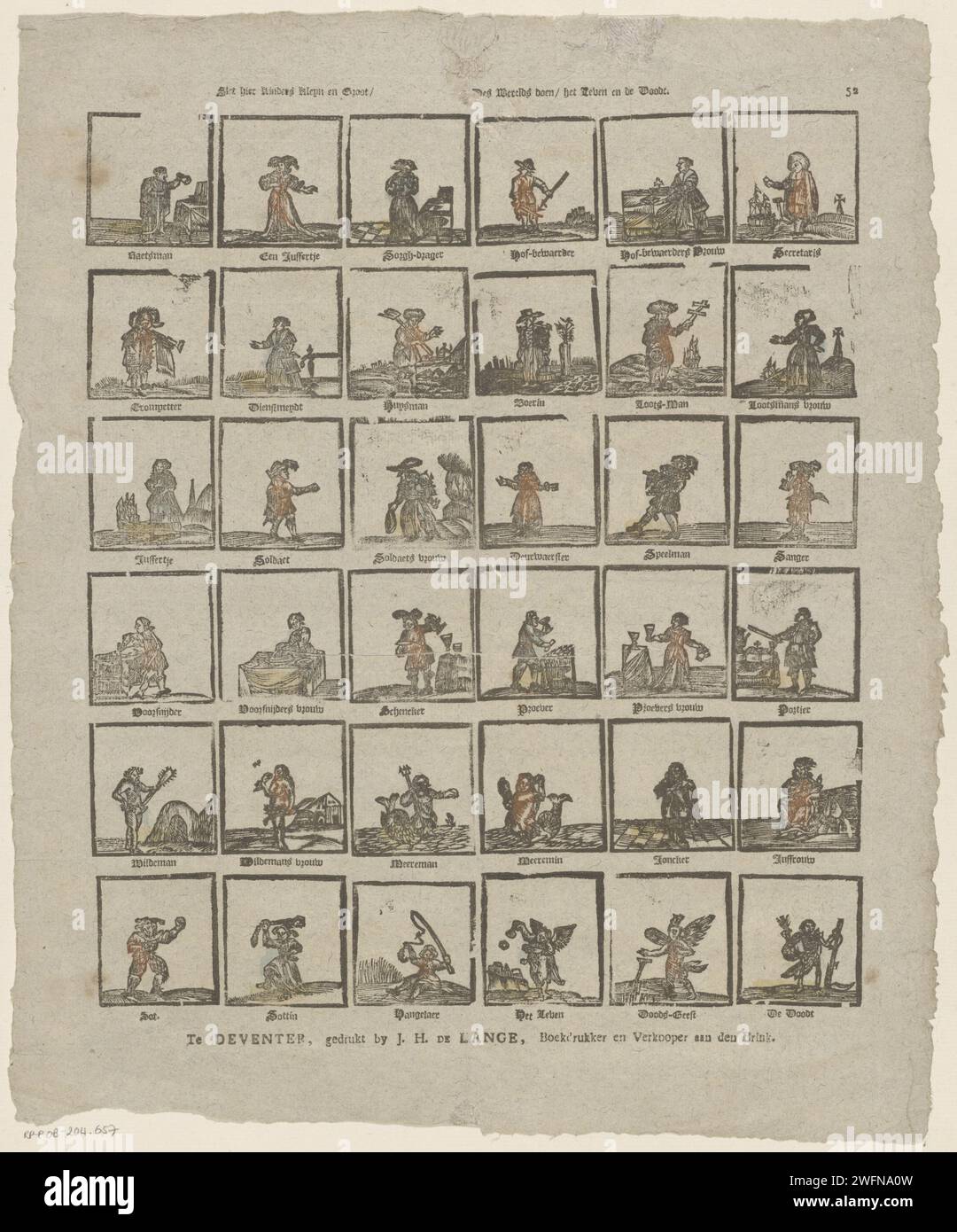 Flos cards, 1787 - 1822 print. card game Leaf with 36 playing cards ...