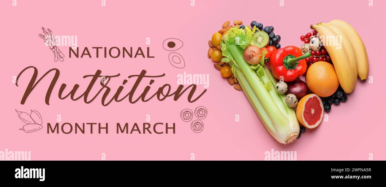 Banner for National Nutrition Month with healthy products Stock Photo ...
