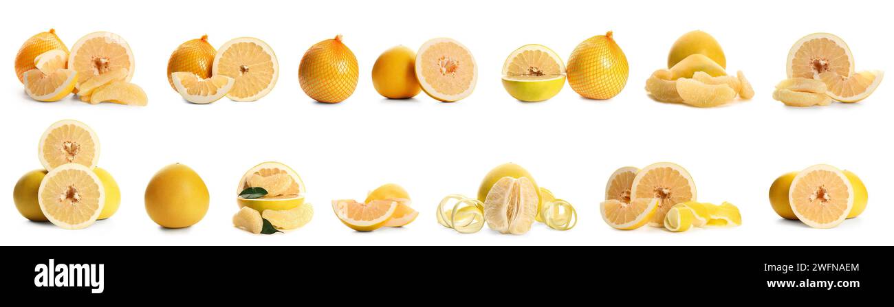 Set of ripe pomelo isolated on white Stock Photo - Alamy