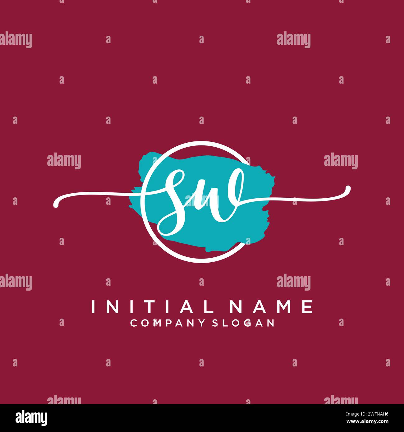SW Initial handwriting logo with circle Stock Vector Image & Art - Alamy