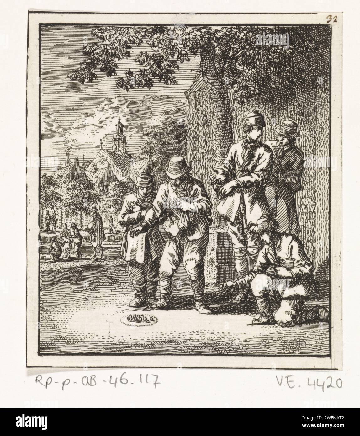 Maritime children, Jan Luyken, 1712 print Amsterdam paper etching (playing at) marbles Stock ...