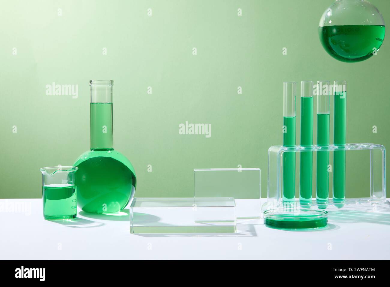 Test tubes, petri dish, beaker and flat-bottom florence flask ...