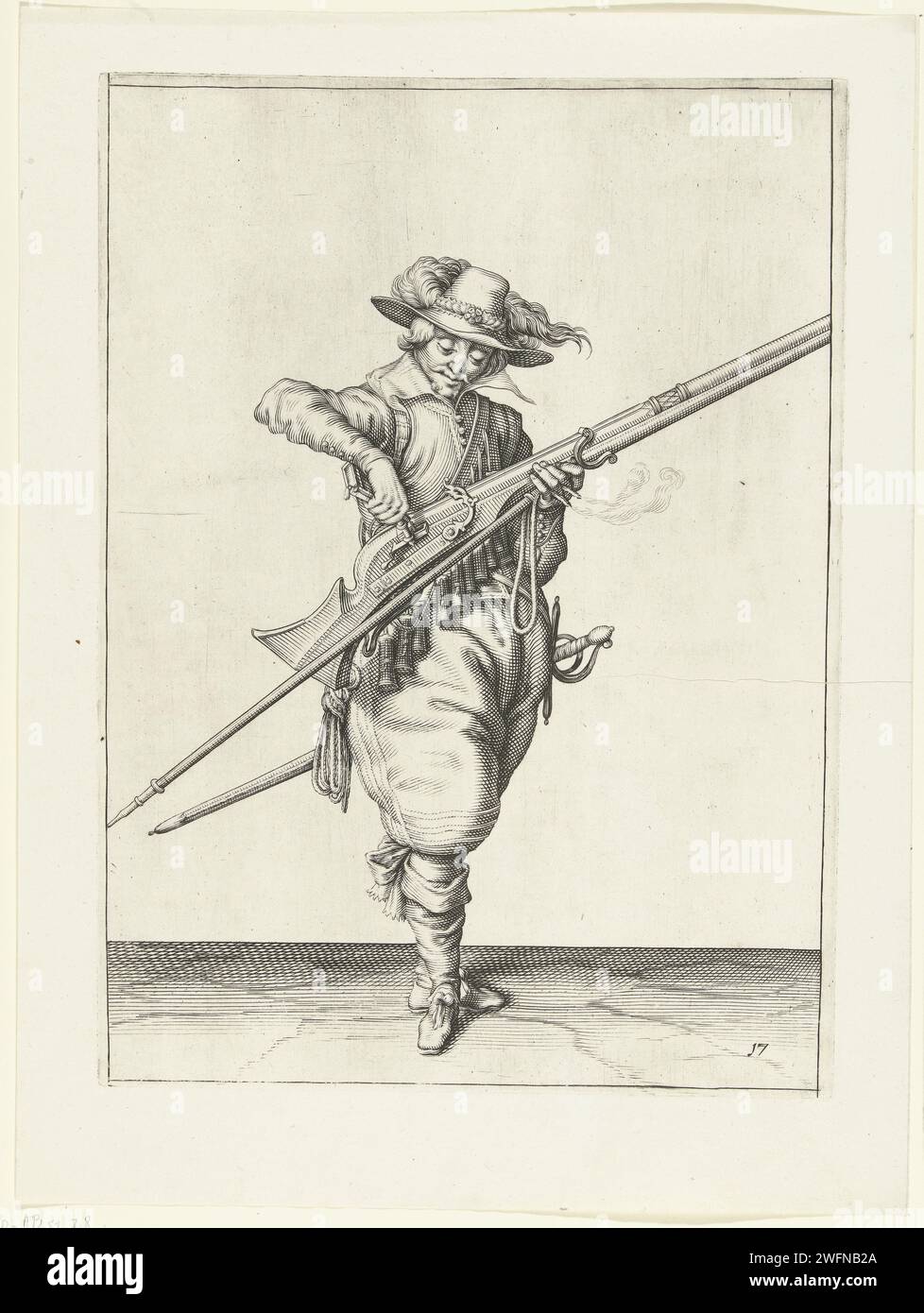 Soldier who Kruit in the pan of his musket, Jacques de Gheyn (II ...