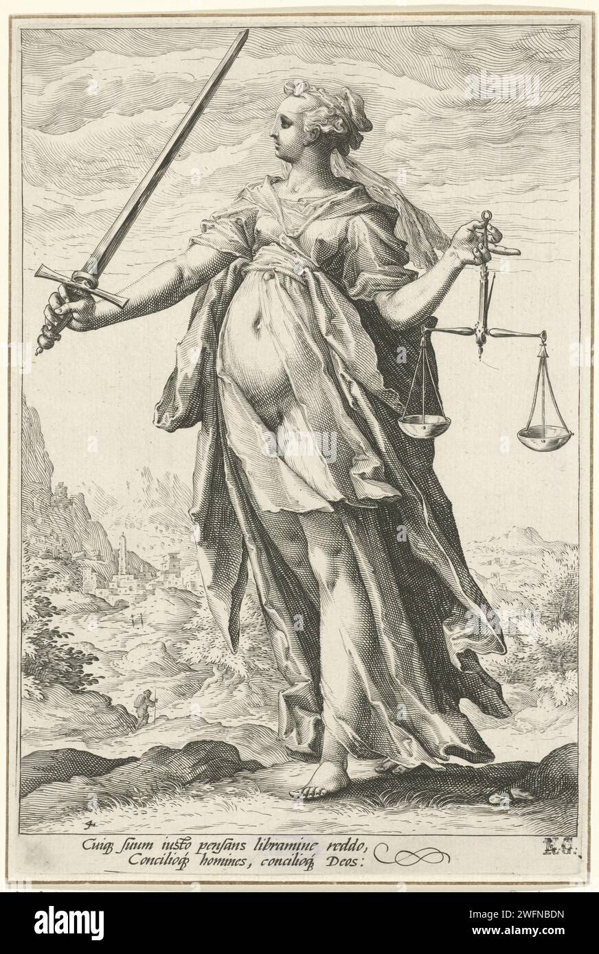 Justice (Justitia), Jacob Matham (attributed to), after Hendrick ...