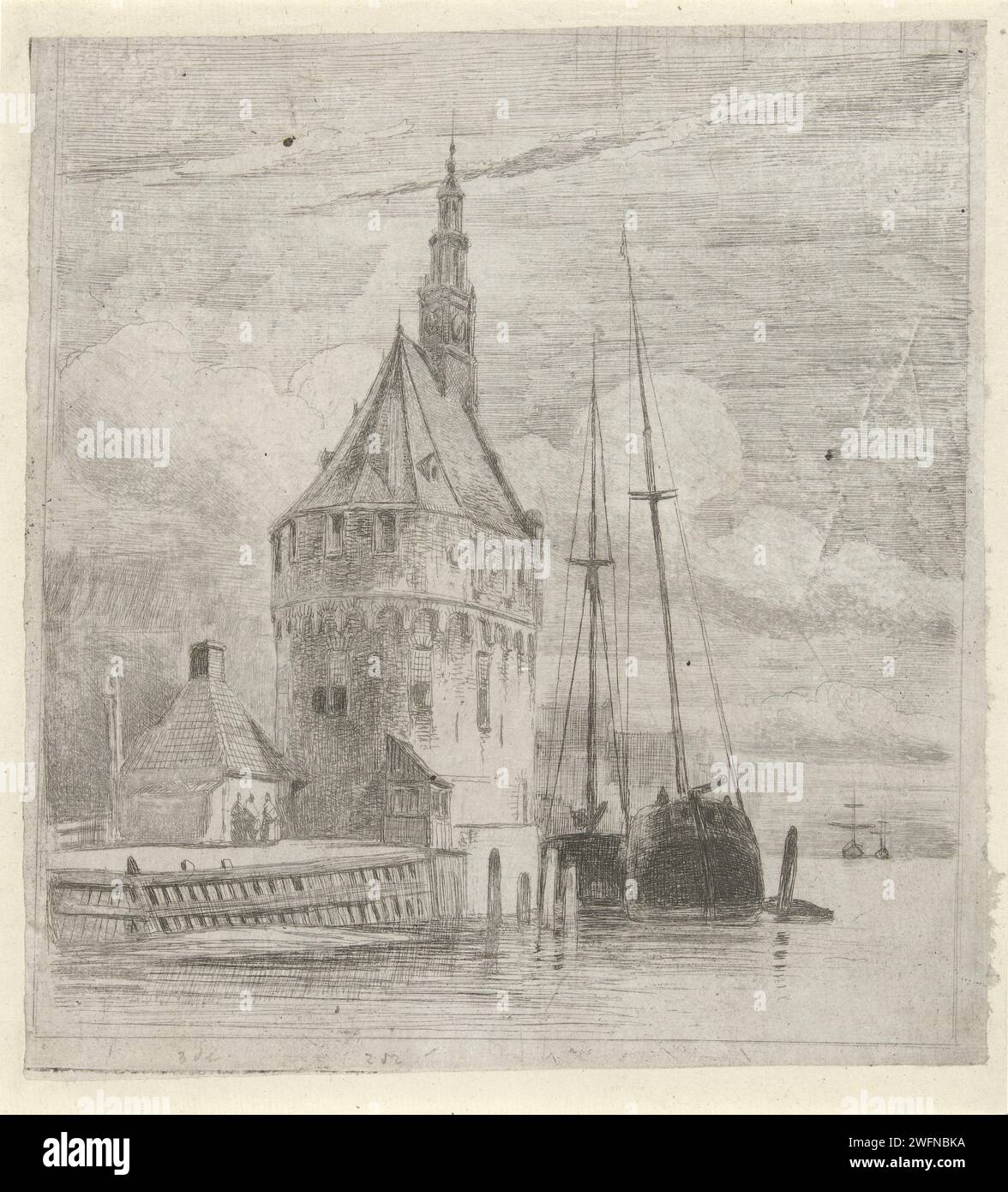 Tower on the water, Lambertus Hardenberg (1822-1900), c. 1837 - 1900 ...