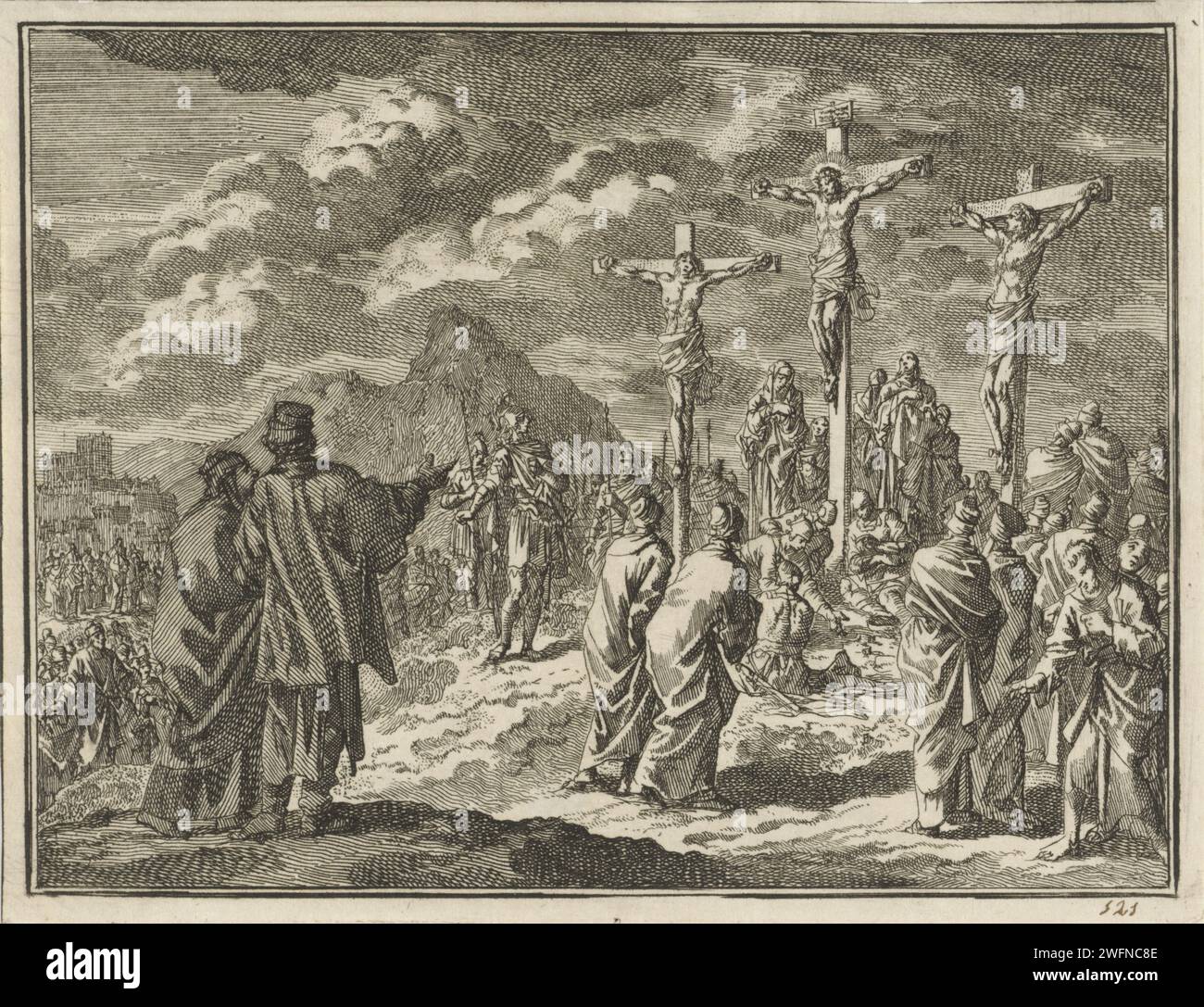 Crucifixion of Christ, Jan Luyken, 1712 print Amsterdam paper etching the crucifixion of Christ ...