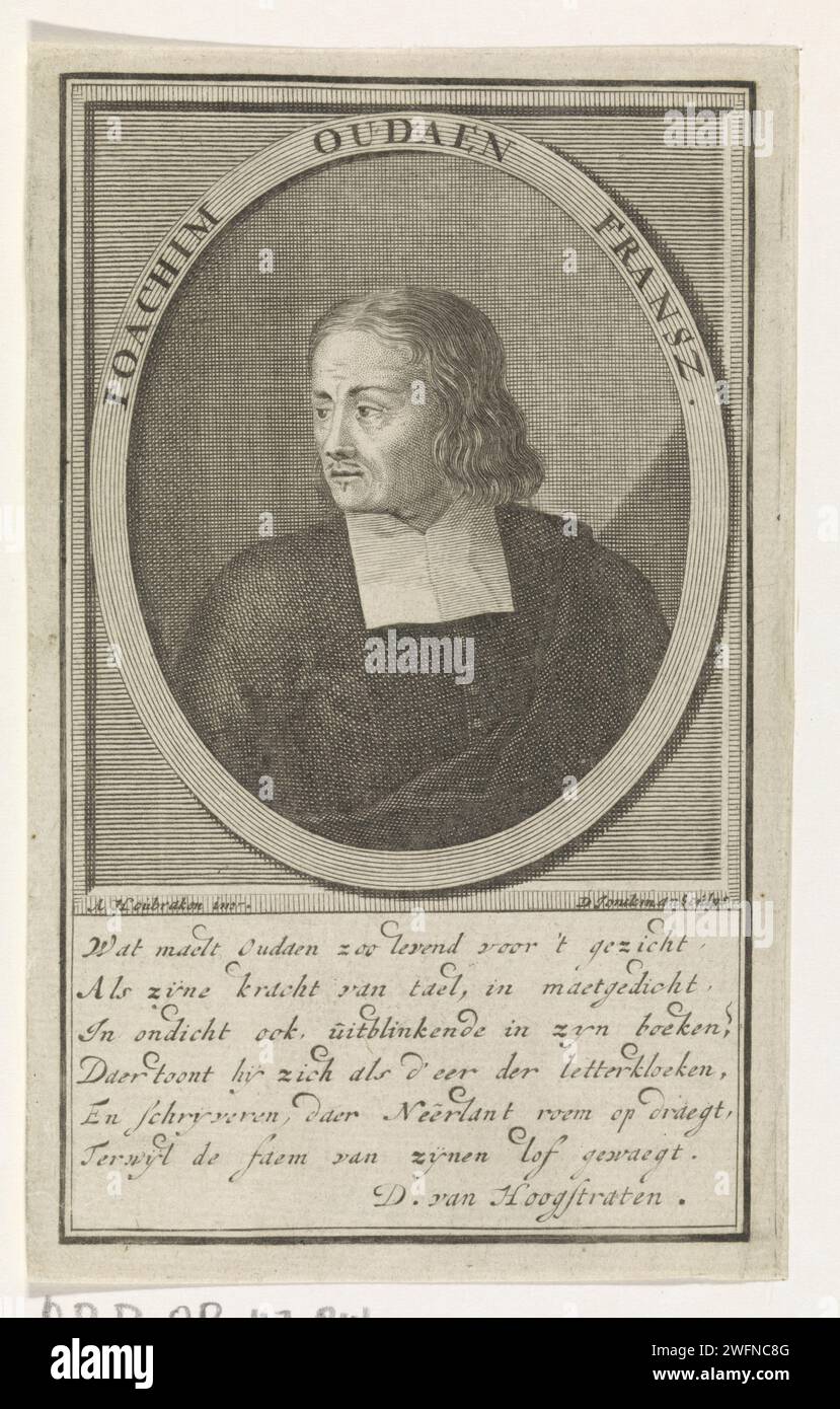 Portrait of Joachim Oudaan, Dirk Jongman, After A. Houbraken, 1709 ...