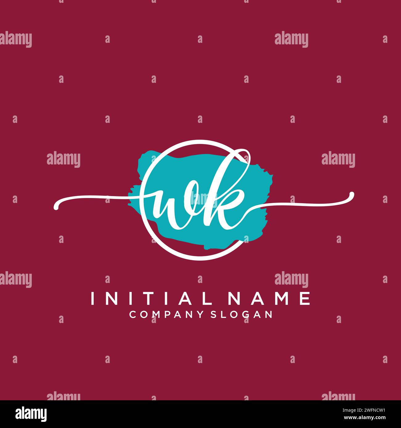 WK Initial handwriting logo with circle Stock Vector Image & Art - Alamy