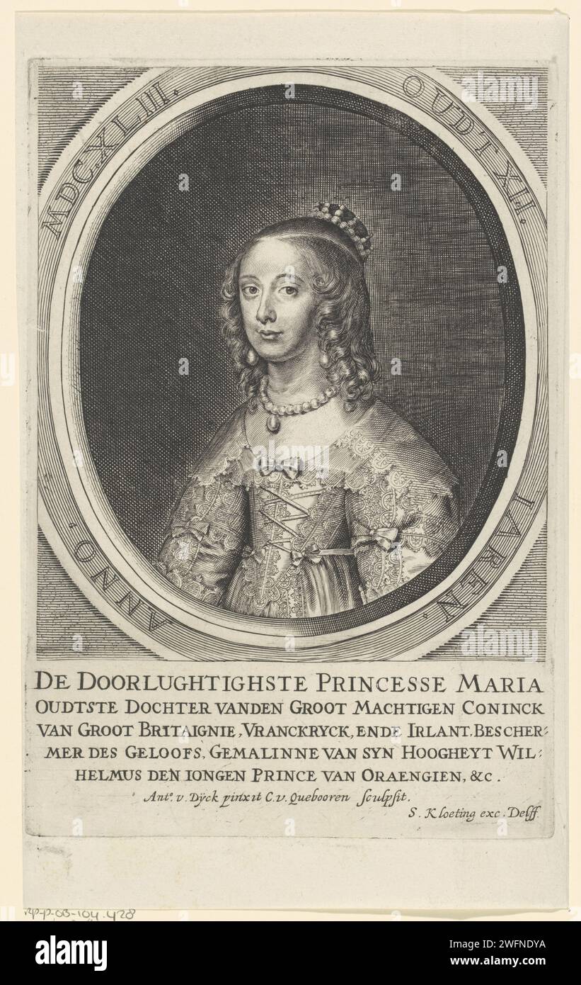 Portrait of Maria Henrietta Stuart, at the age of 12, Crispijn van den ...