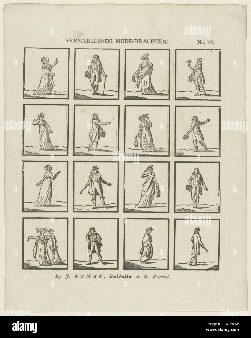 Various Fashion Orders, 1806 - 1830 print Leaf with 16 performances of ...