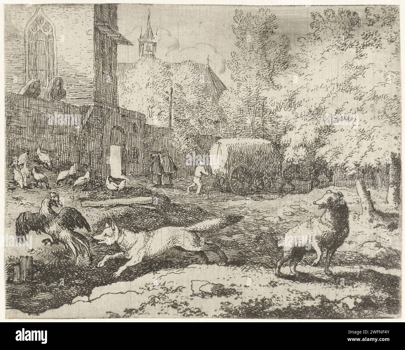 Reinaert de Vos hunts Hanen, Allaert van Everdingen, 1665 - 1675 print ...