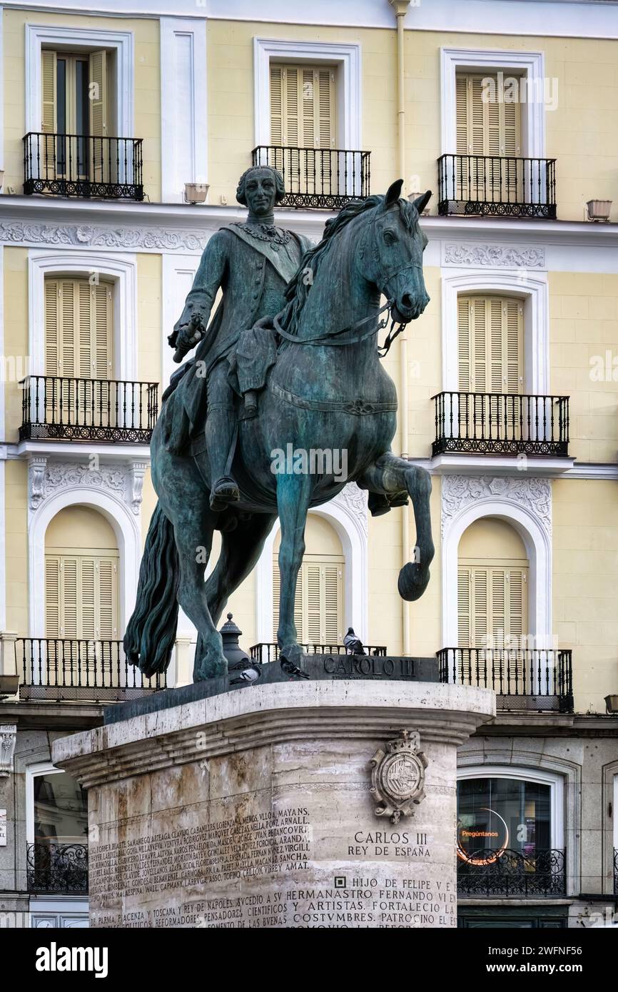 Equestrian statue of King Carlos III, Madrid, Spain Stock Photo - Alamy